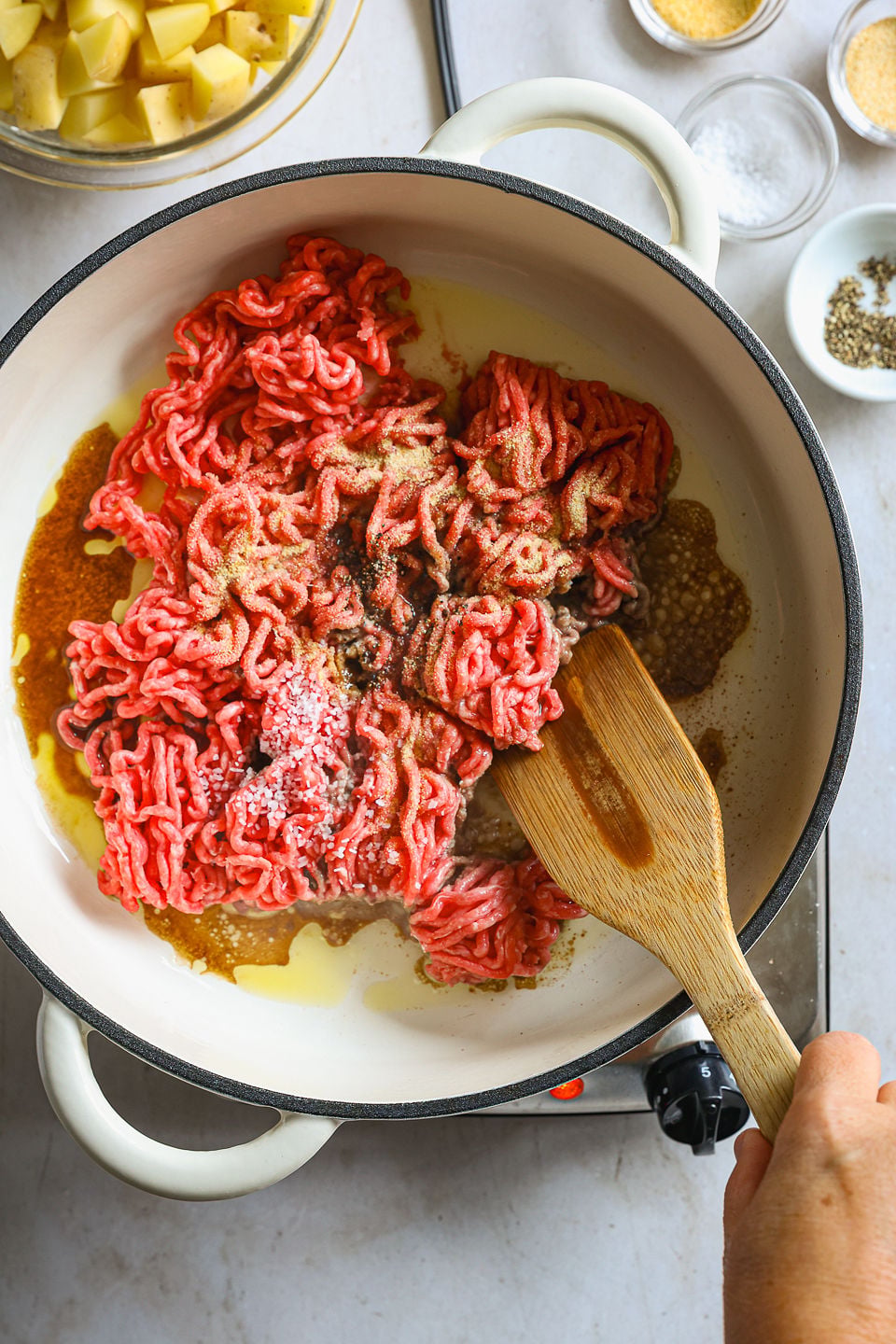 Cheesy Broccoli Ground Beef & Potato Skillet (one pan!) - The Natural ...